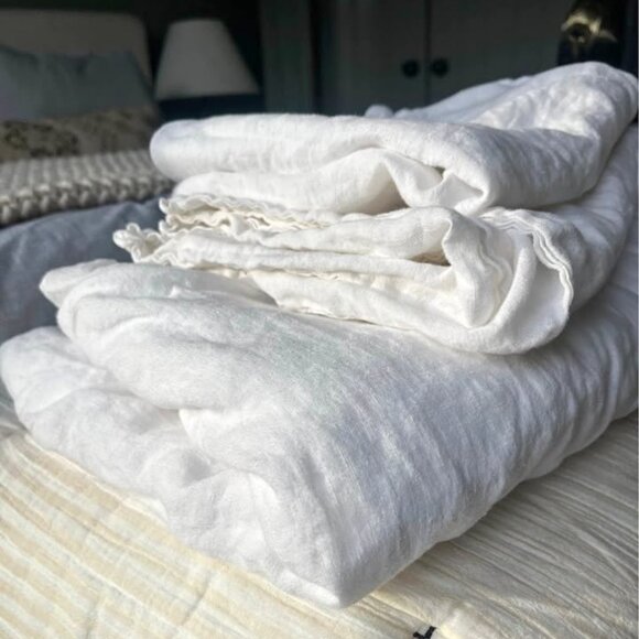 Brooklinen | Bedding | Brooklinen White Fullqueen Linen Duvet Cover Set ...
